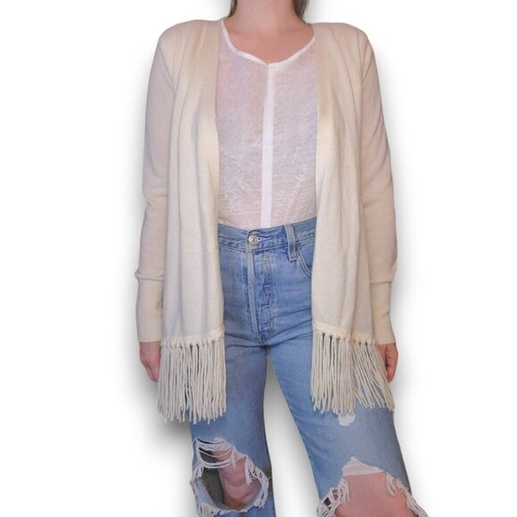 Club Monaco | Sweaters | Club Monaco Lauren Fringe 0 Cashmere Cream ...